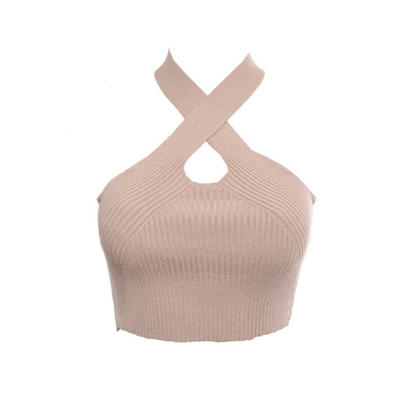 boutique | Tops | Newbeige Knit Halter Crop Top Stretchy Soft | Poshmark